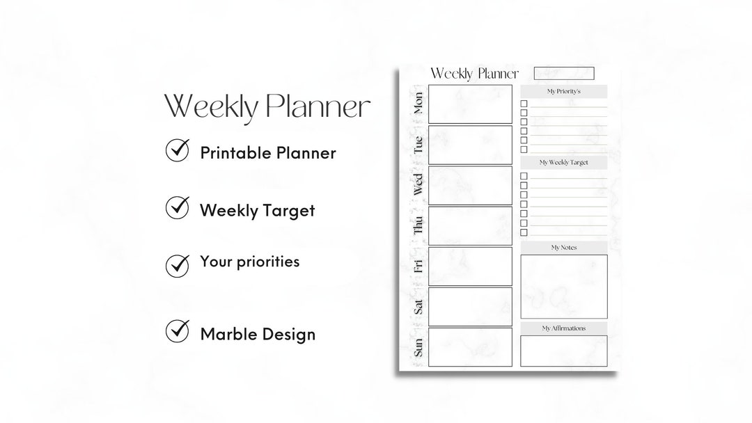 Digital Weekly Planner 2023 Marble Design Time Management - Etsy