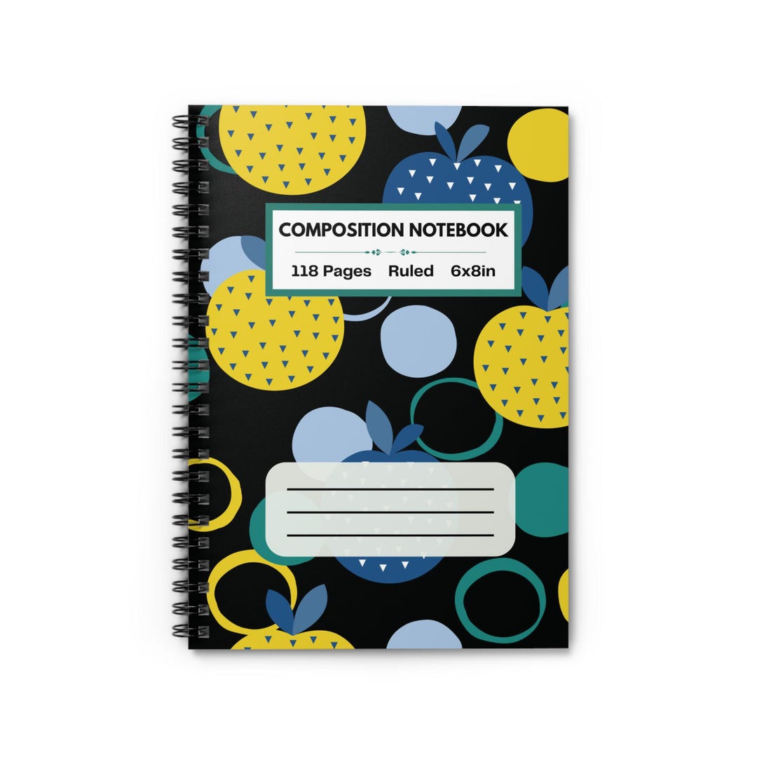 Modern Fruit Spiral Composition Notebook | 118 Ruled Pages 6x8in - Etsy
