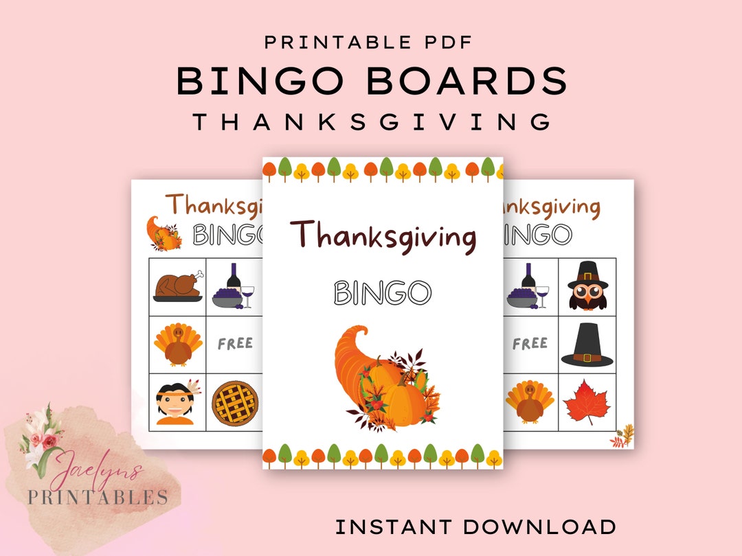 Thanksgiving Bingo Game Printable, Bingo Boards, Bingo Cards - Etsy