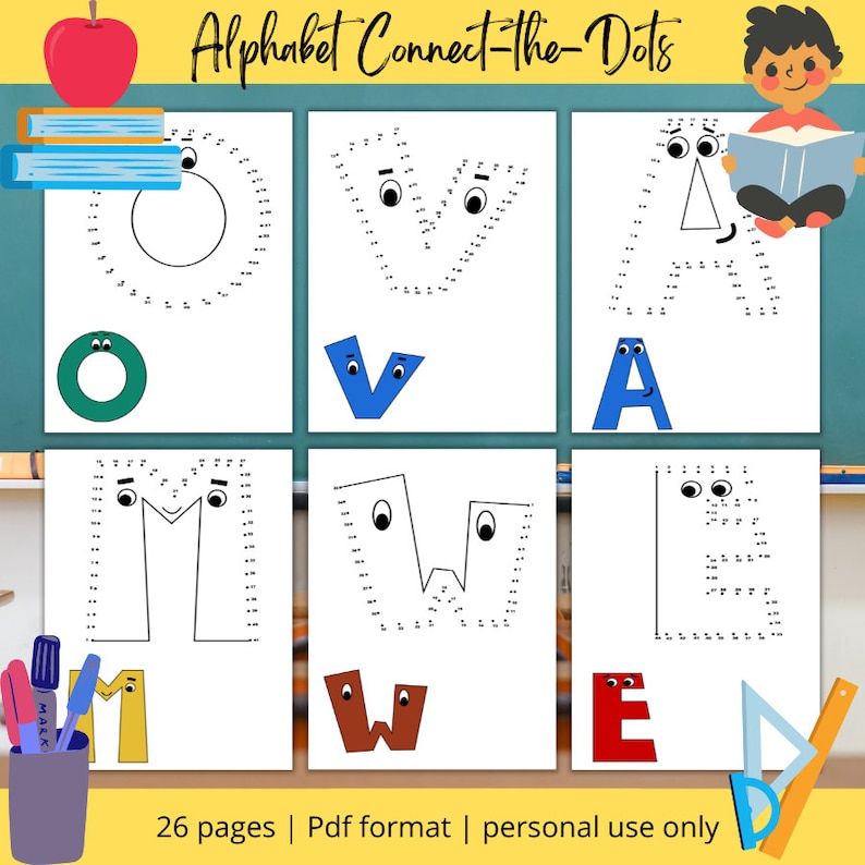 Children's Alphabet Connect the Dots, Learning Worksheets, Learning and ...