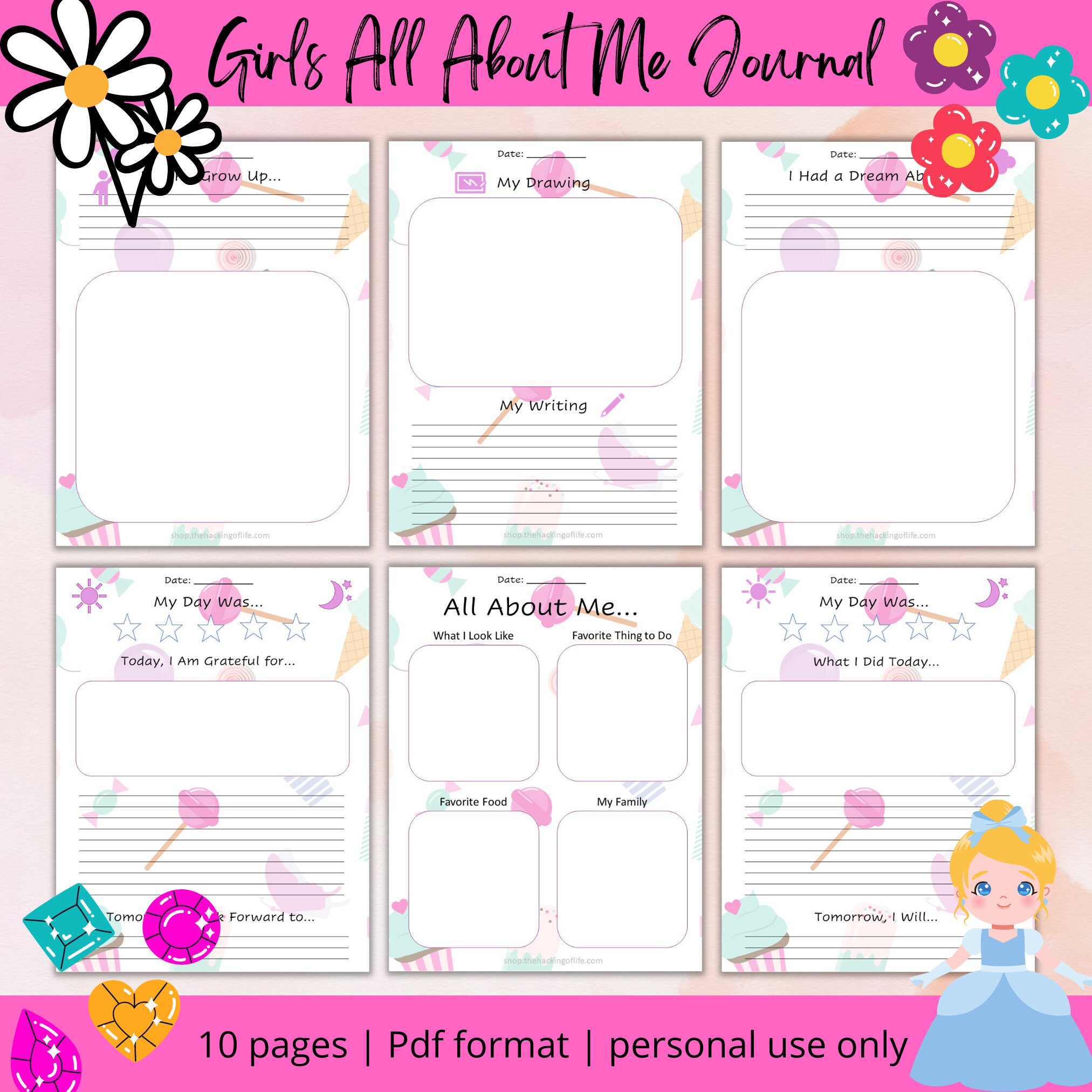 Girl's All About Me Journal - Etsy