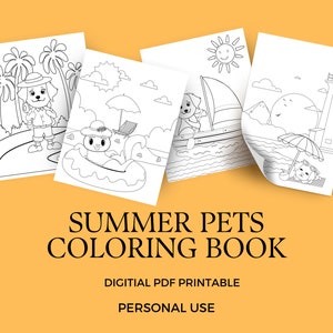 Summer Pets Coloring Pages - Etsy