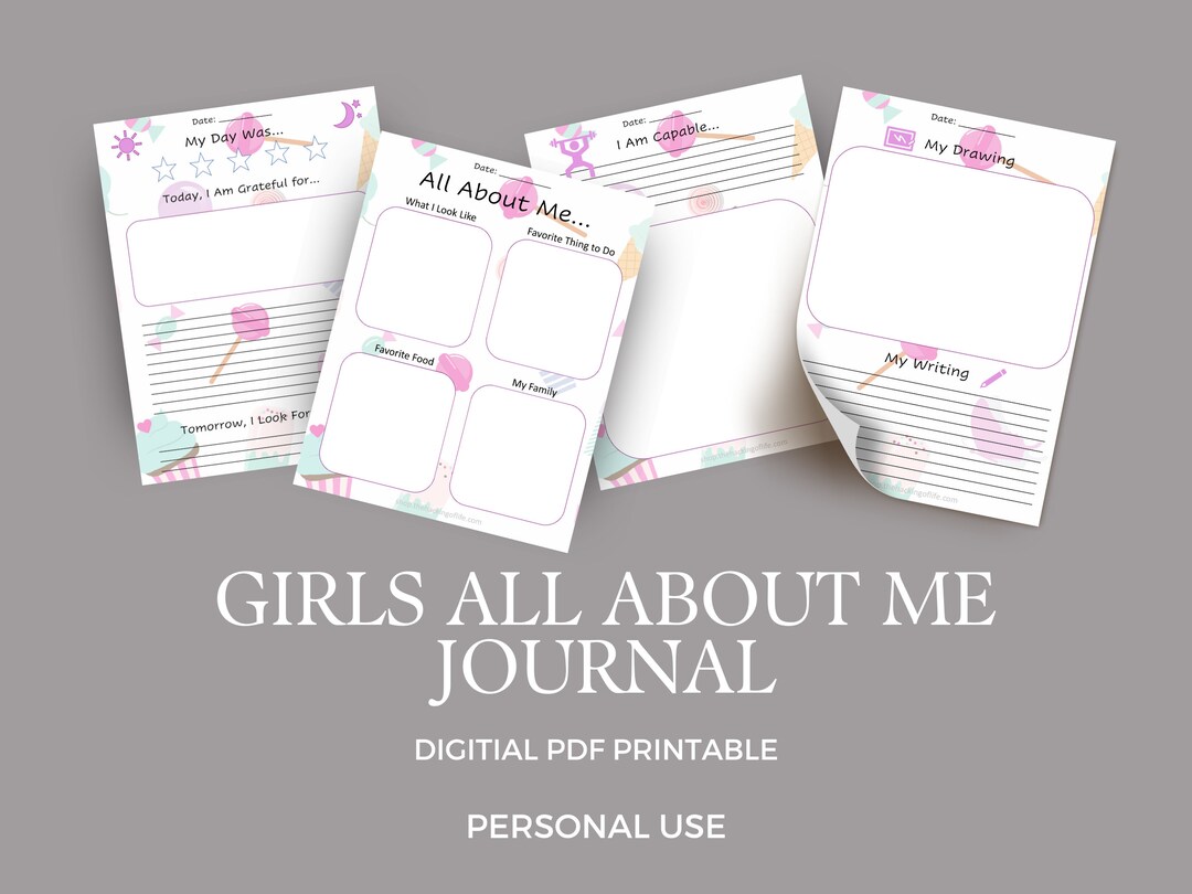 Girl's All About Me Journal - Etsy