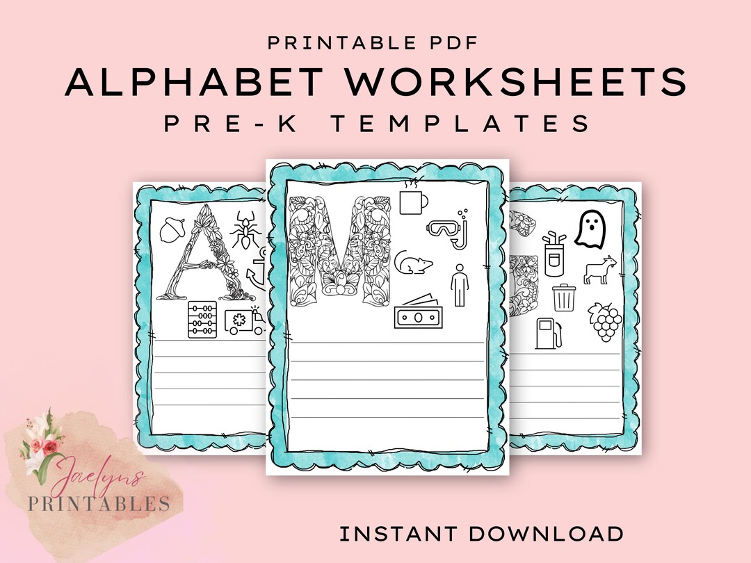 Alphabet Worksheets, Pre-k Templates - Etsy