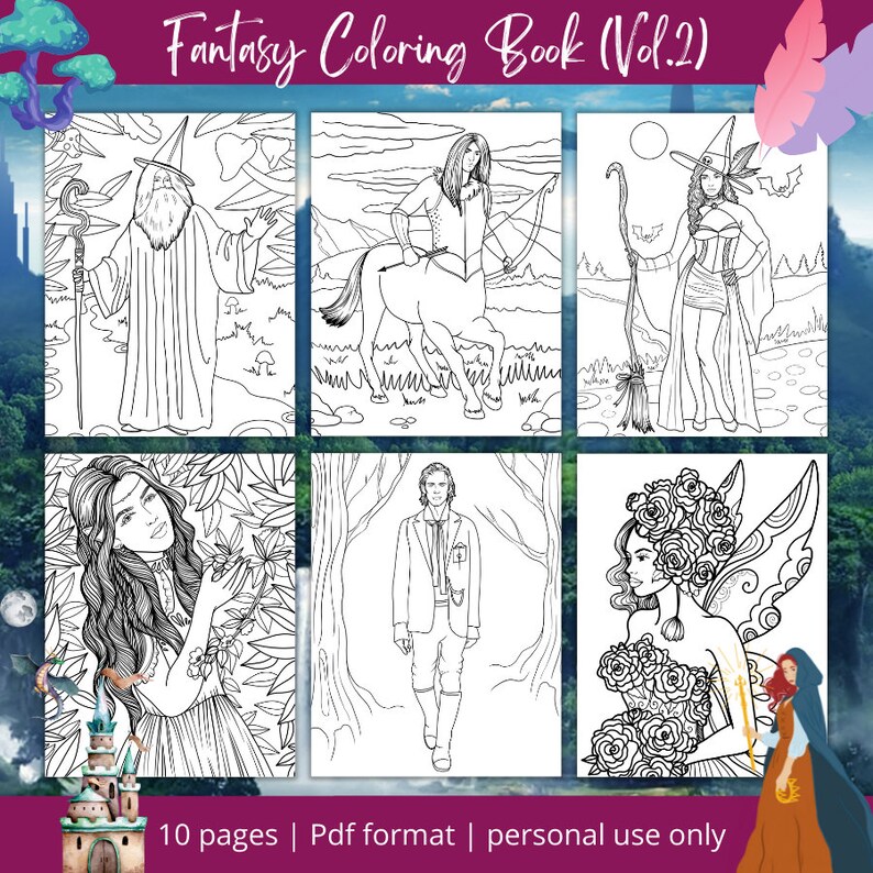 Fantasy Coloring Pack vol 2 Coloring Pages Coloring Book - Etsy