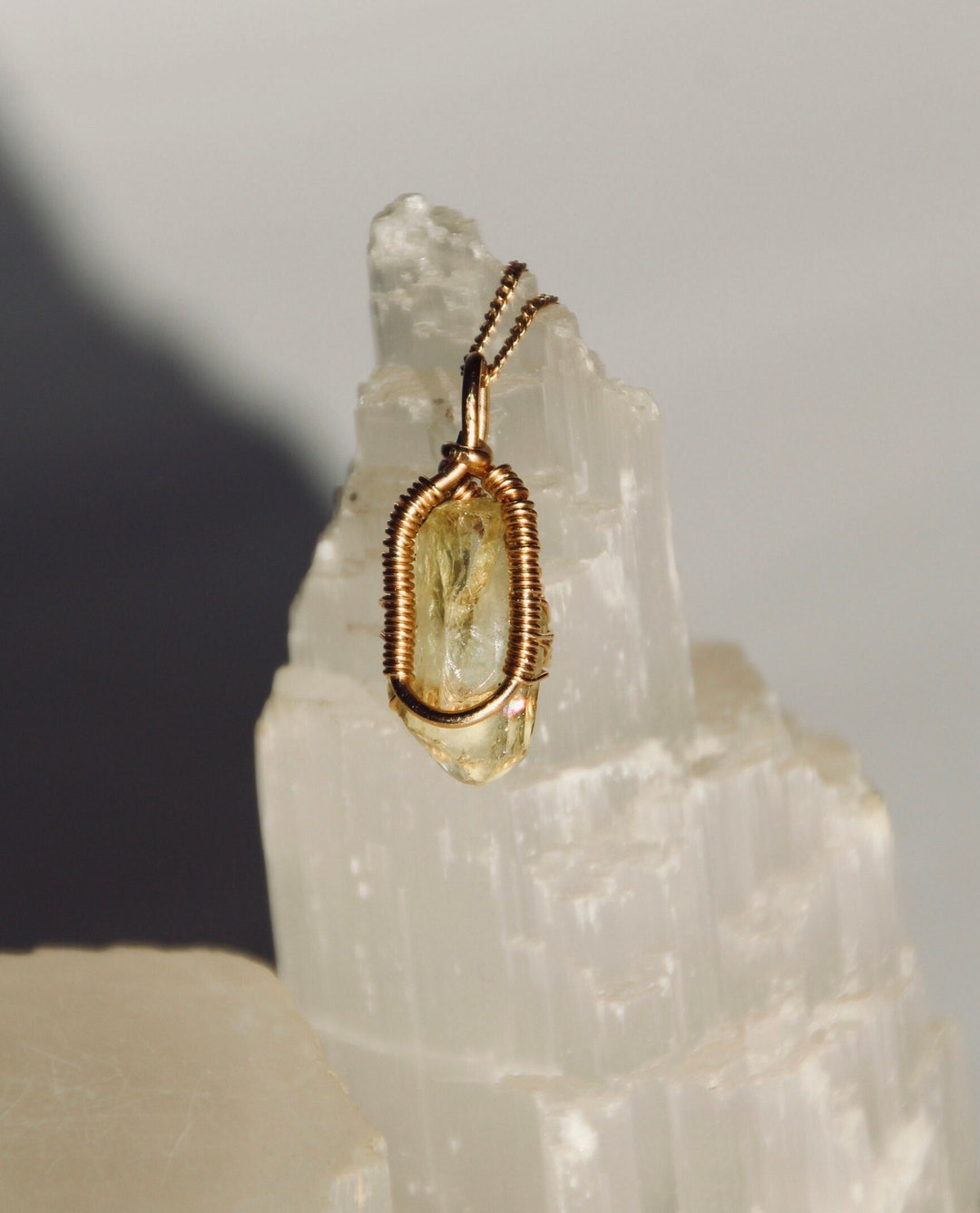 Apatite Pendant Light Yellow Raw Stone Clear Natural Crystallization ...