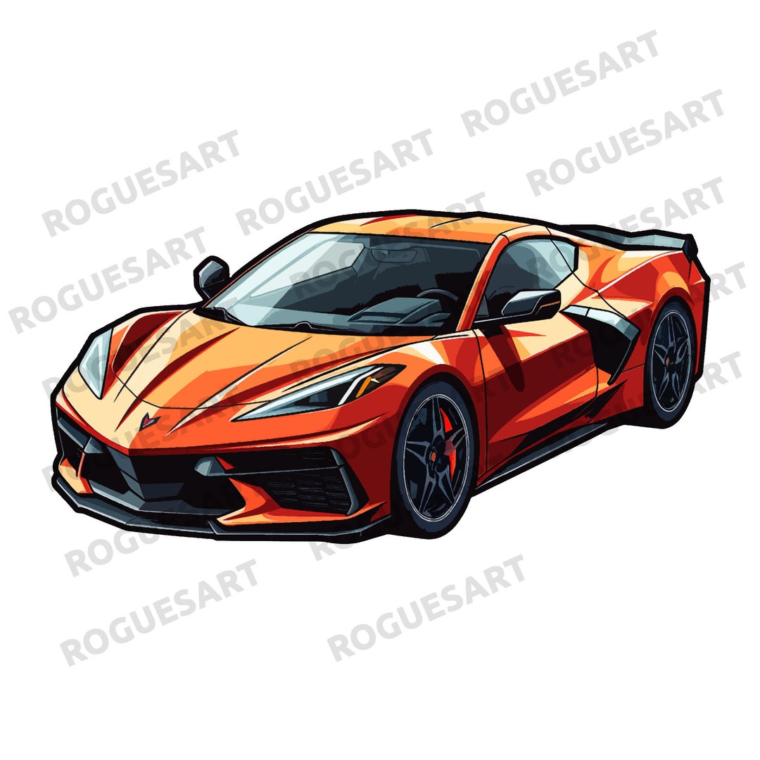 Corvette C8 Clipart PNG, Sports Car SVG, American Muscle Car Digital ...