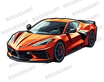 Corvette C8 ZR1, Stingray Sportscar Clipart Vector Art Silhouette Svg ...