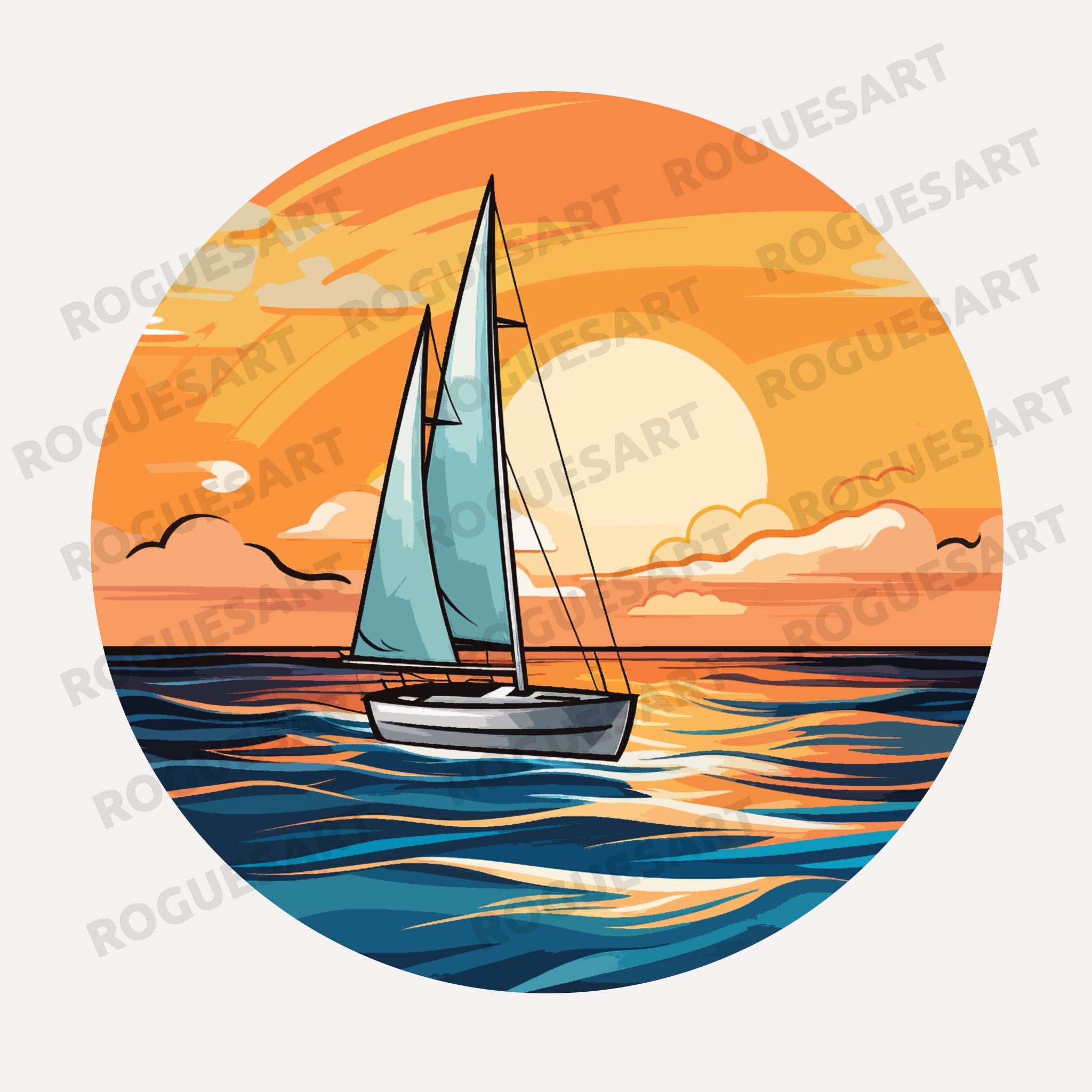 Sailboat Sunset Clipart PNG, Sticker, Digital Download, Printable ...