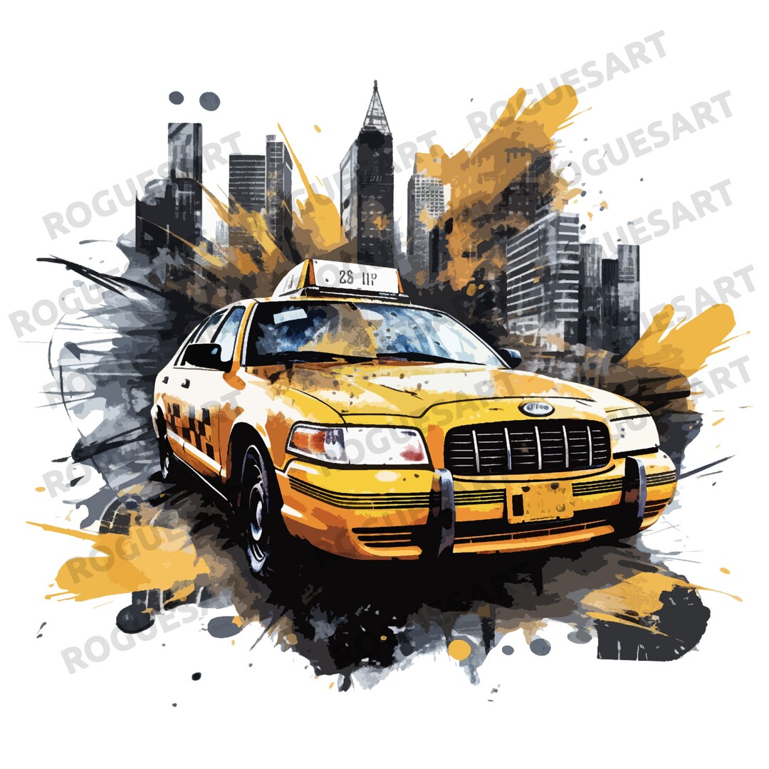 Taxi Cab NYC Watercolor Clipart, Digital Download PNG, Printable ...