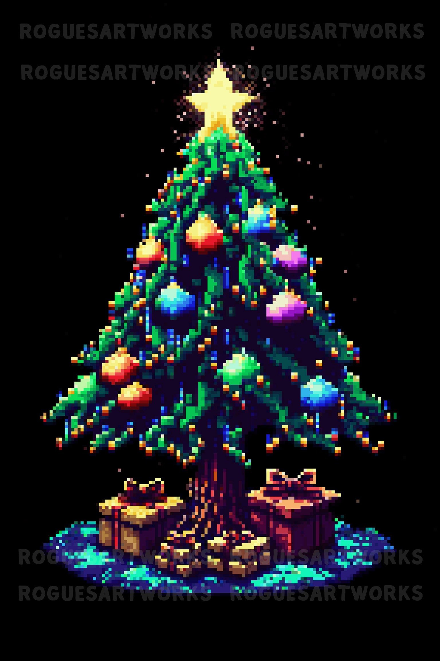 Christmas Tree Pixel Art, Pixel War, Retro Pixel Art, Sublimation ...