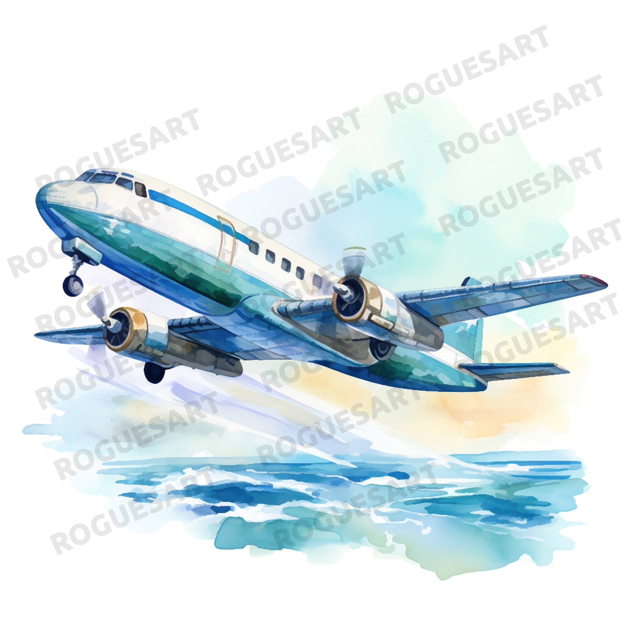 Airplane Watercolor Clipart PNG, Travel Plane Digital Download ...