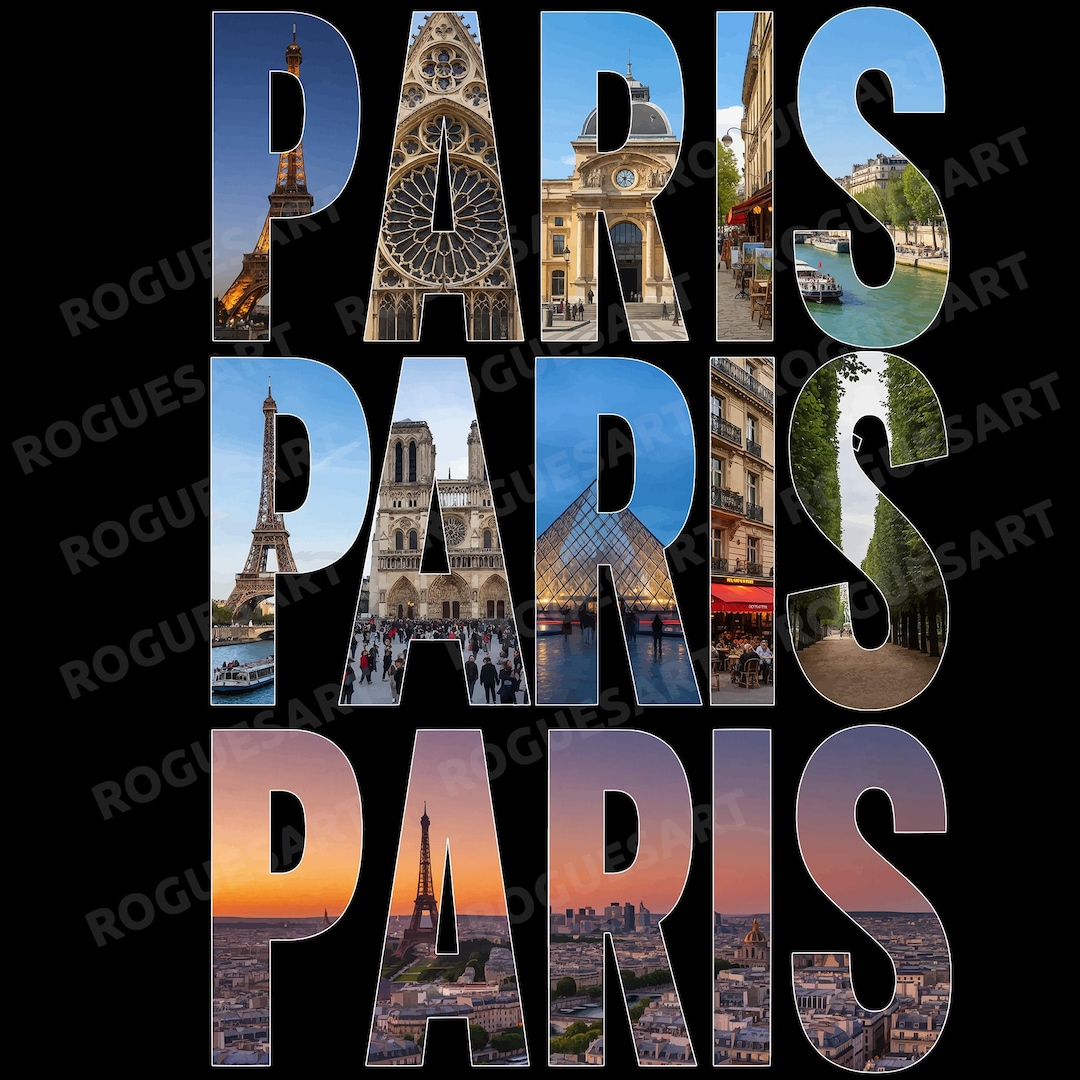 Paris PNG Word Art, JPG, Digital Download, City Skyline Letters ...