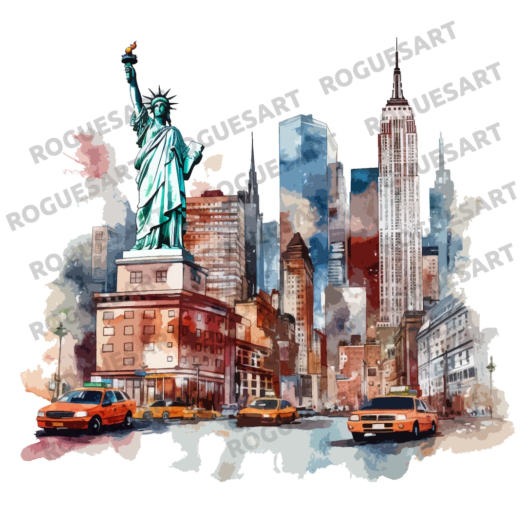 New York Watercolor Clipart, Digital Download PNG, Printable ...