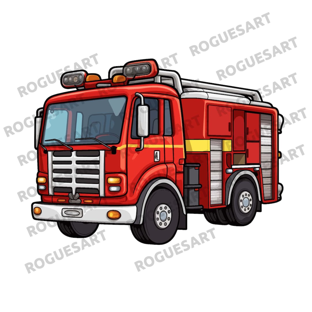 Firetruck Clipart PNG, SVG, Digital Download, Printable, Sublimation ...