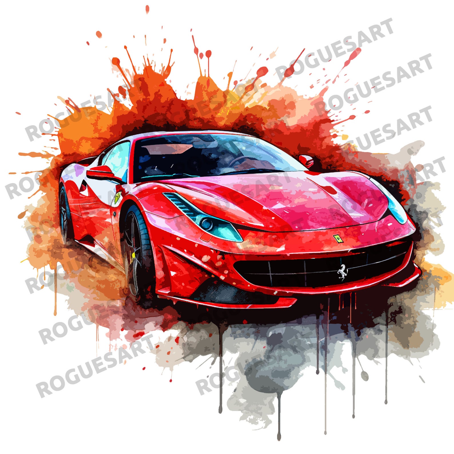Ferrari Watercolor Clipart, Digital Download PNG, Printable ...