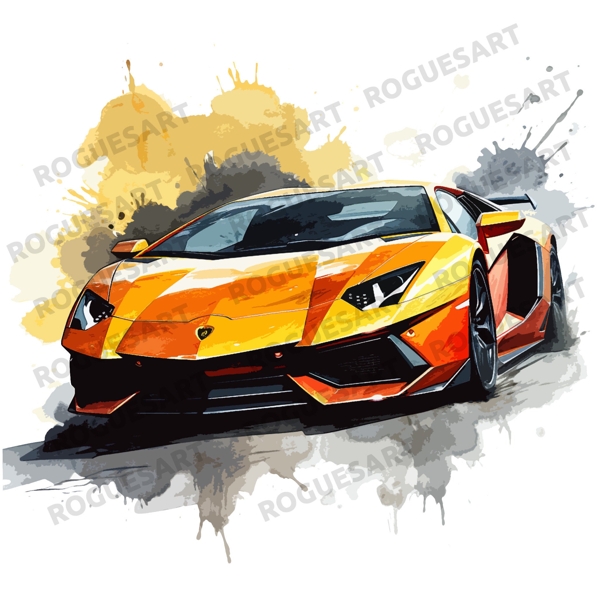 Lamborghini Watercolor Clipart, Digital Download PNG, Printable ...