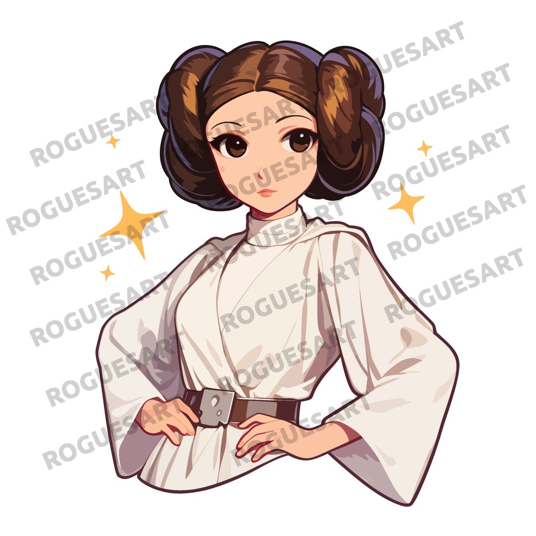 Princess Leia Anime Clipart PNG, Sticker, Movie Character SVG, Digital ...