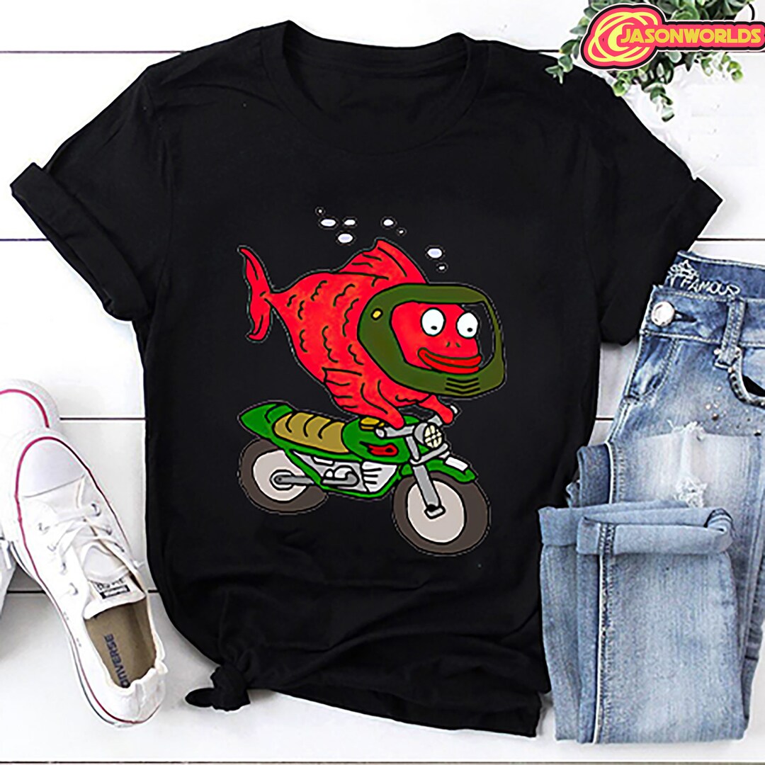 Camiseta Travis Piranha, camiseta de bicicleta de equitación de pescado ...