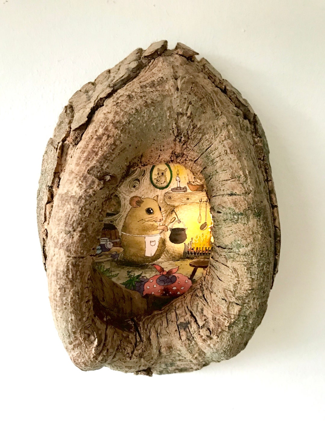 Tiny Homes of Little Creatures in Tree Hollows Original Hand - Etsy