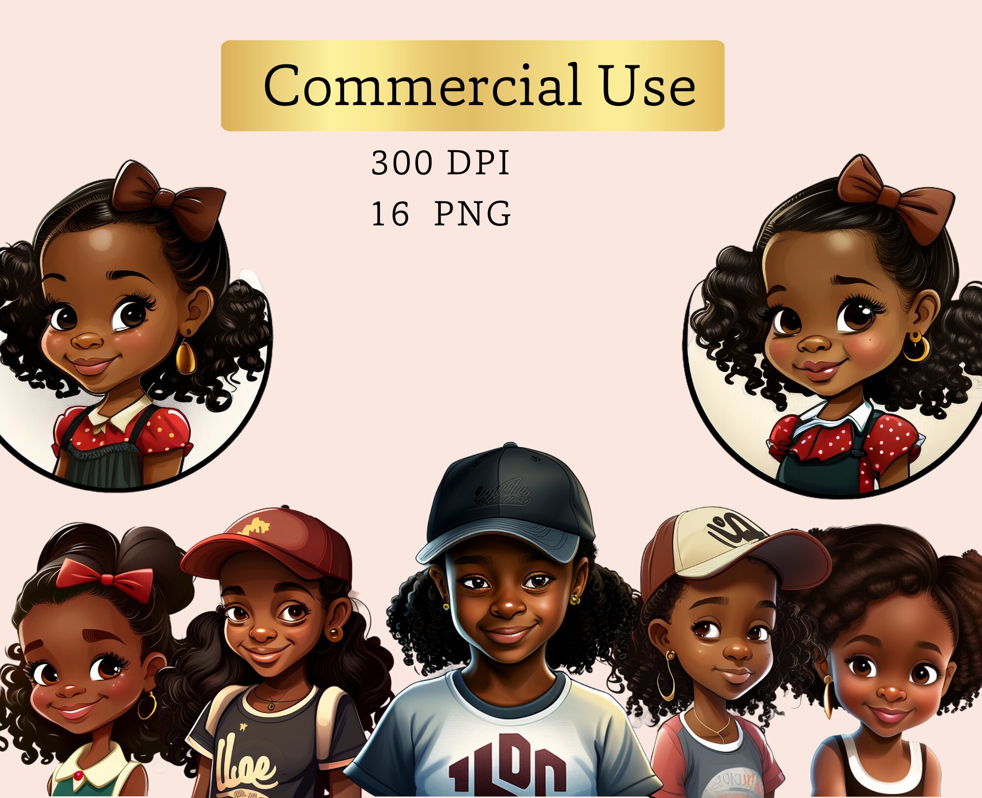 16 Png Black Girls Bundle Little Black Girlpng Clipart - Etsy