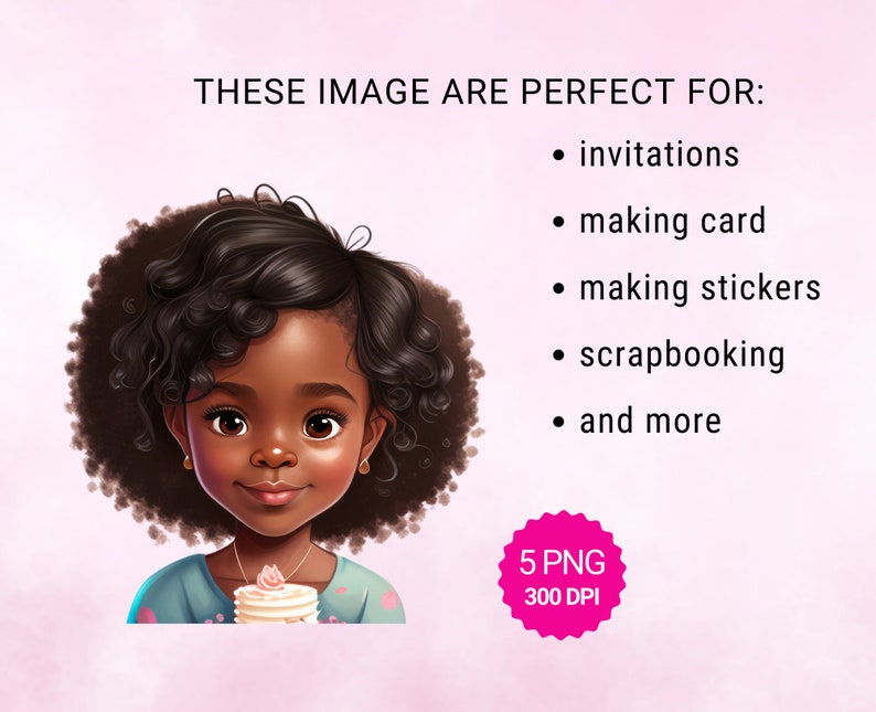 Black Girls Bundle, Little Black Girlpng Clipart Bundle, Black Kids Png ...