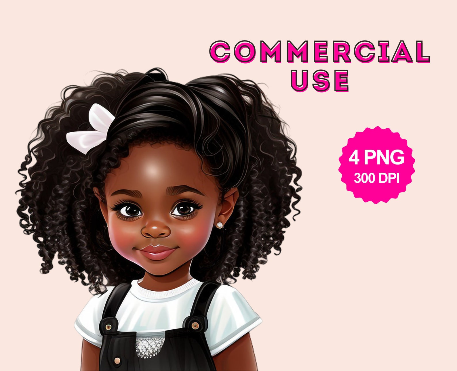 4 Png Cute Black Girls Bundle Little Black Girlpng Clipart - Etsy