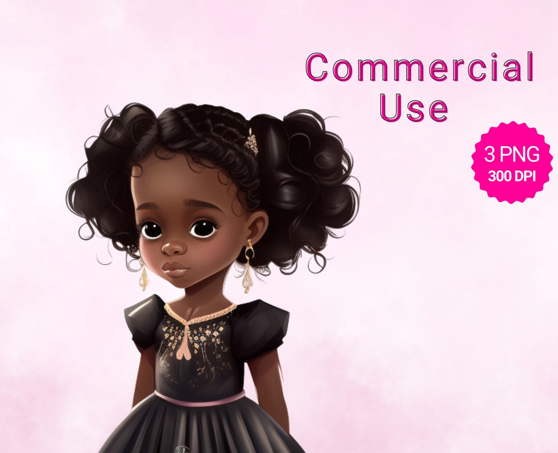 Black Girls Bundle, Little Black Girlpng Clipart Bundle, Black Kids Png, Black Princess, Afro ...