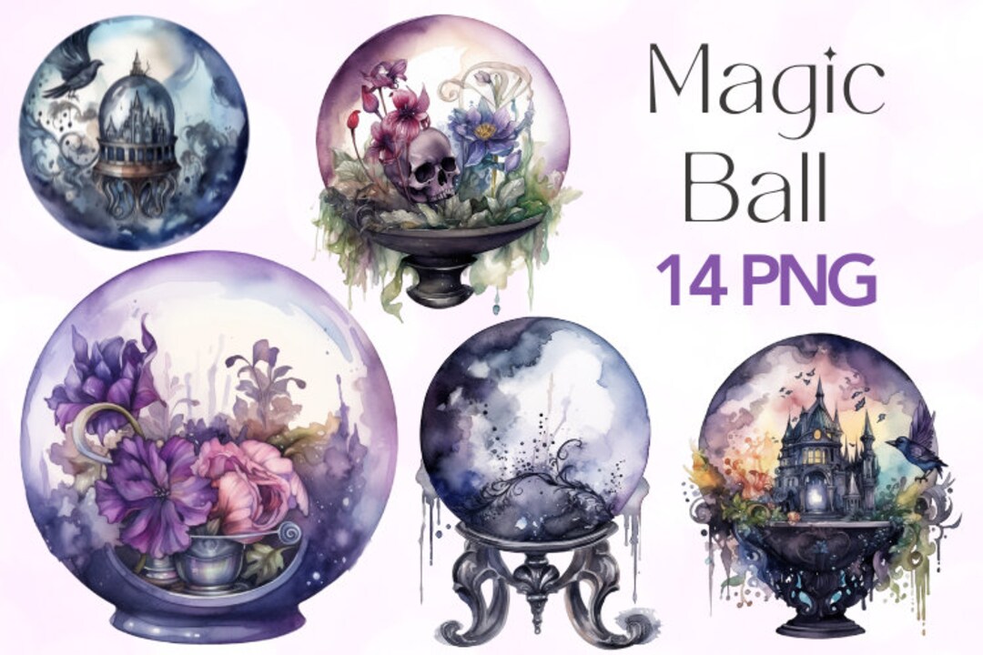 Watercolor Crystal Balls Clipart, Magical Mystery Witchy Crystal Ball ...