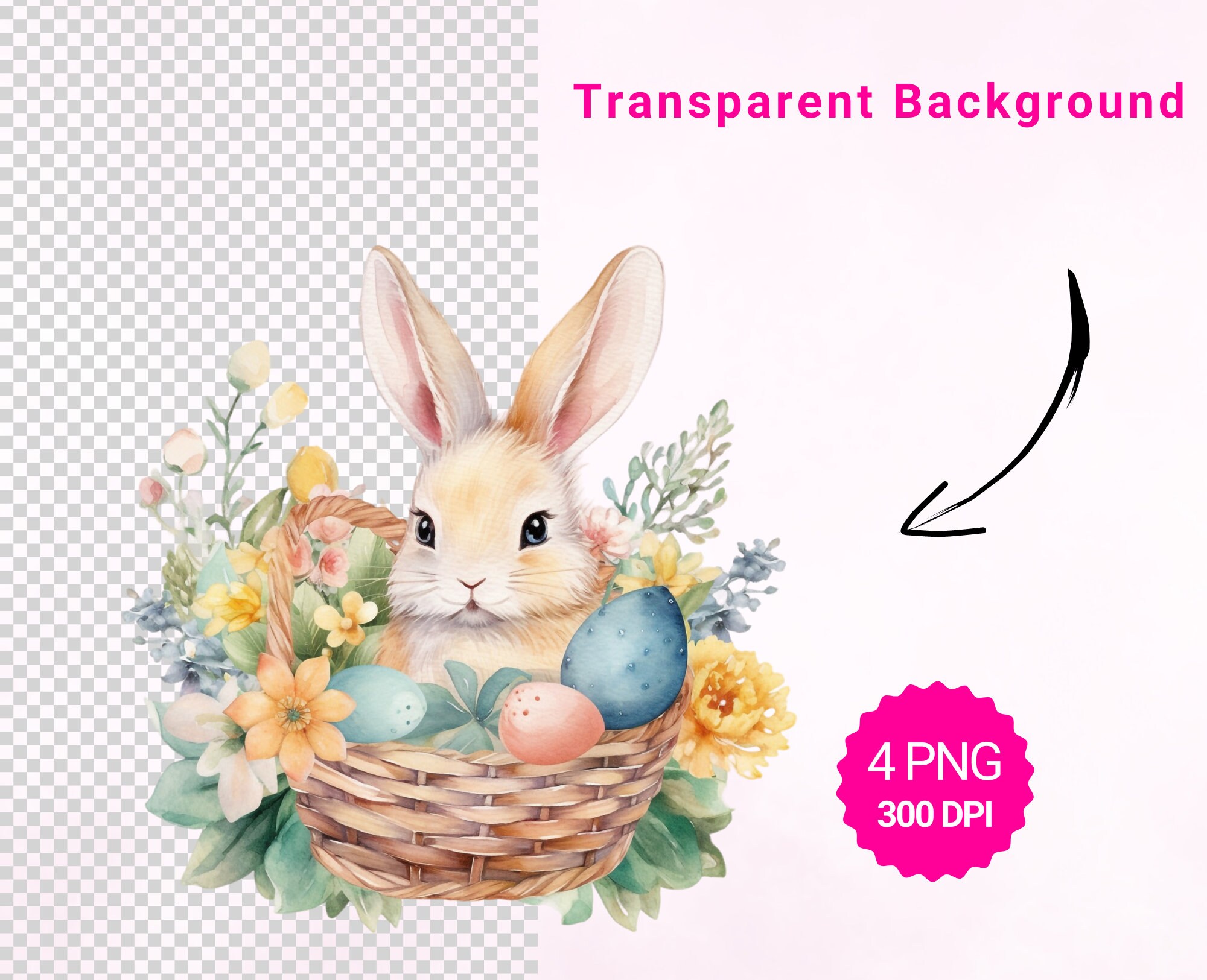 Watercolour Baby Bunny Clipart Bundle, Cute Brown, Easter Themed ...