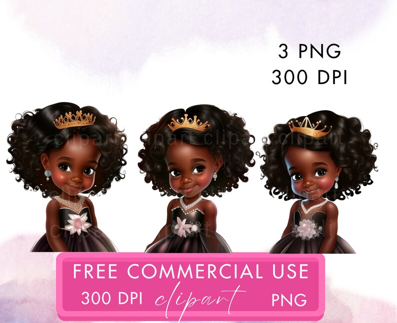 Cute Black Girls PNG Clipart, Little Black Girlpng Clipart Bundle, Black Princess Black Girl ...