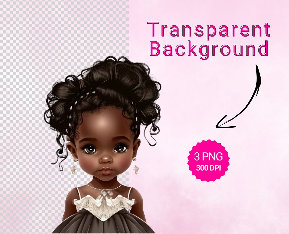 Black Girls Bundle, Little Black Girlpng Clipart Bundle, Black Kids Png, Black Princess, Afro ...