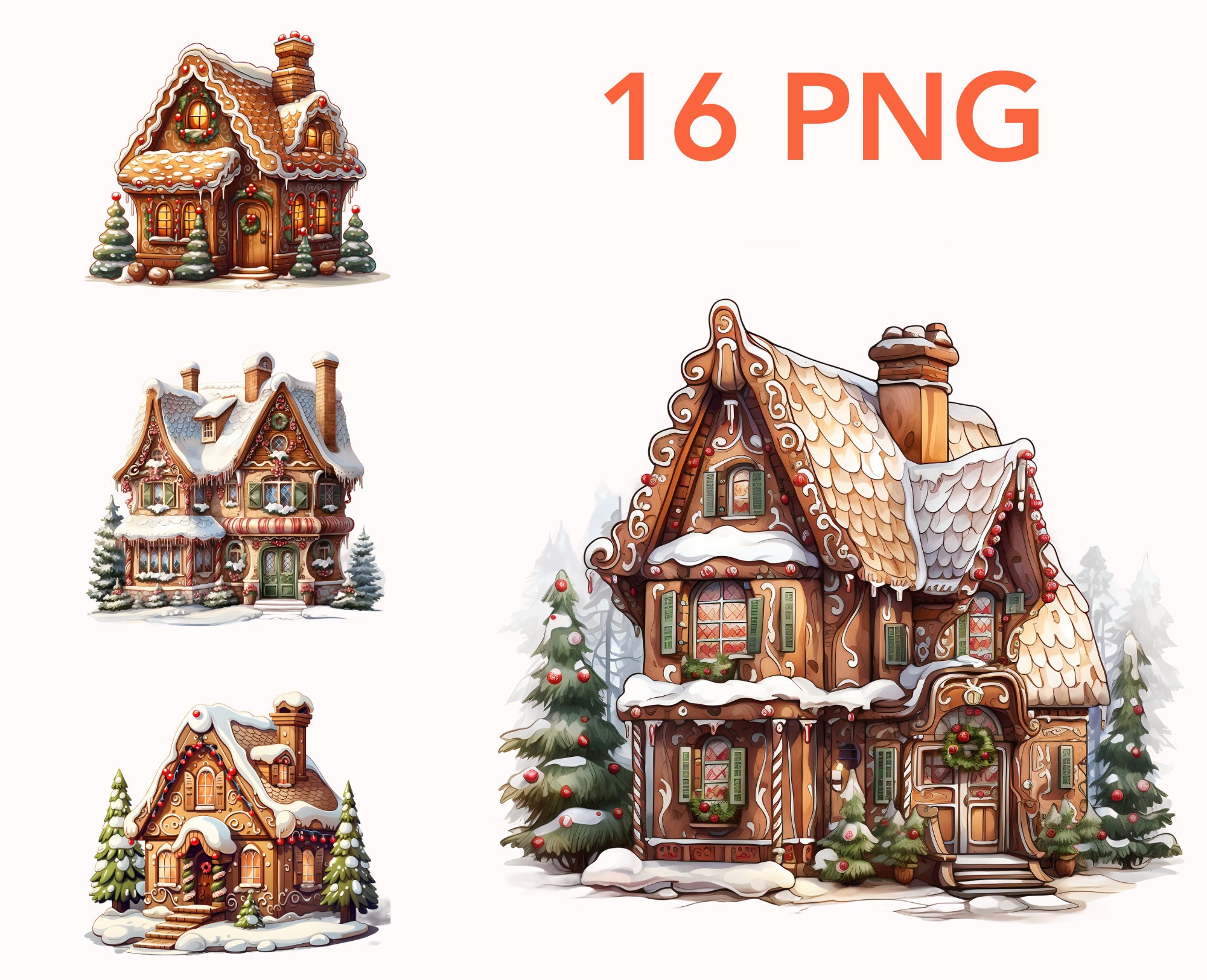 Watercolor Gingerbread House Clipart Christmas Clipart - Etsy
