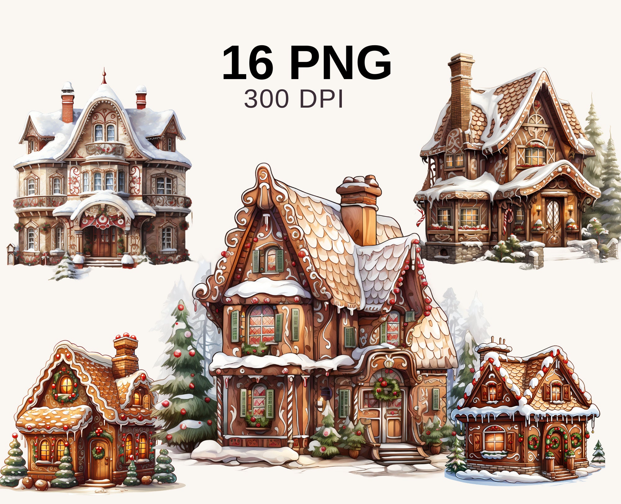 Watercolor Gingerbread House Clipart Christmas Clipart - Etsy