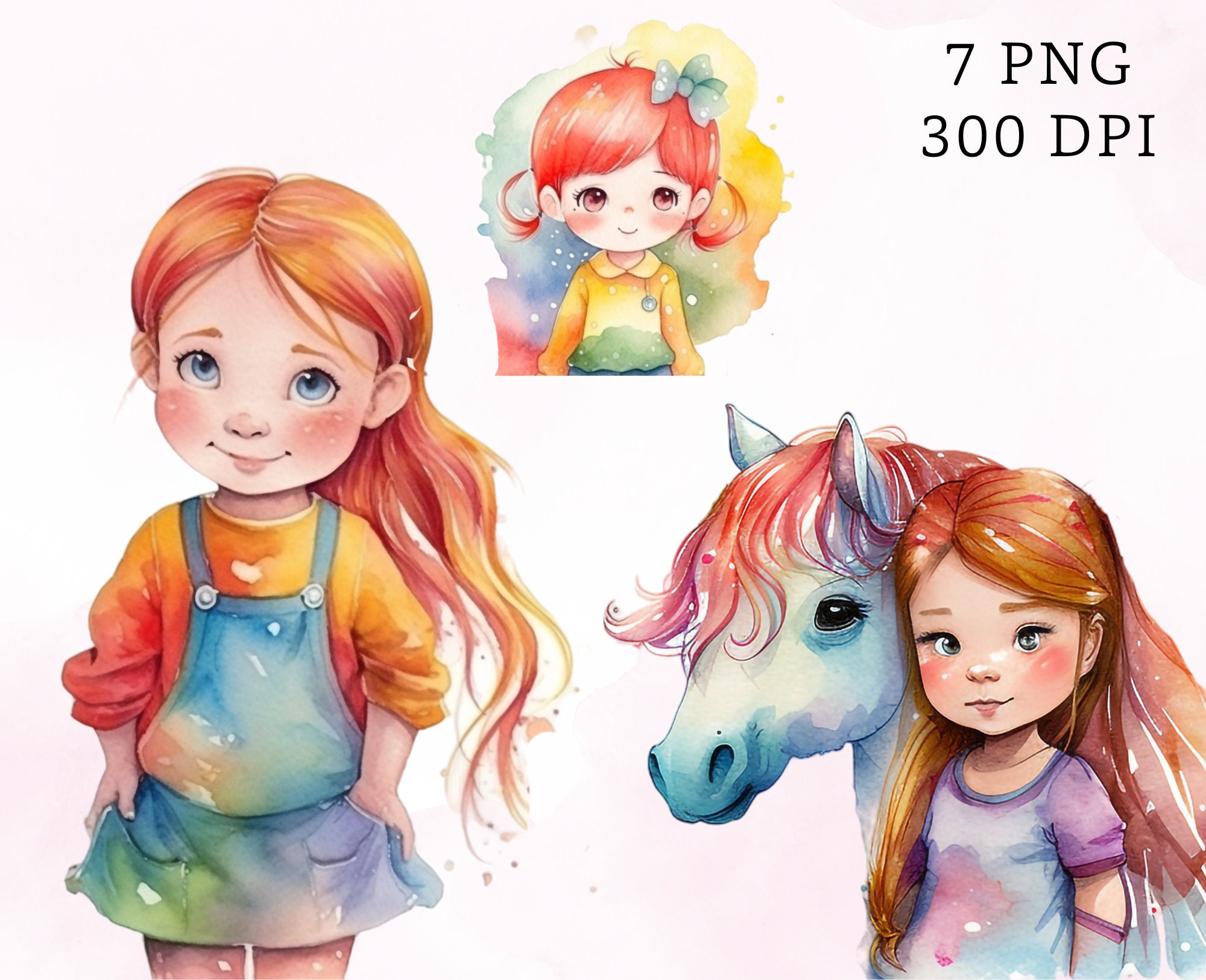 Rainbow Girl Watercolor Clipart Illustration Baby Shower - Etsy