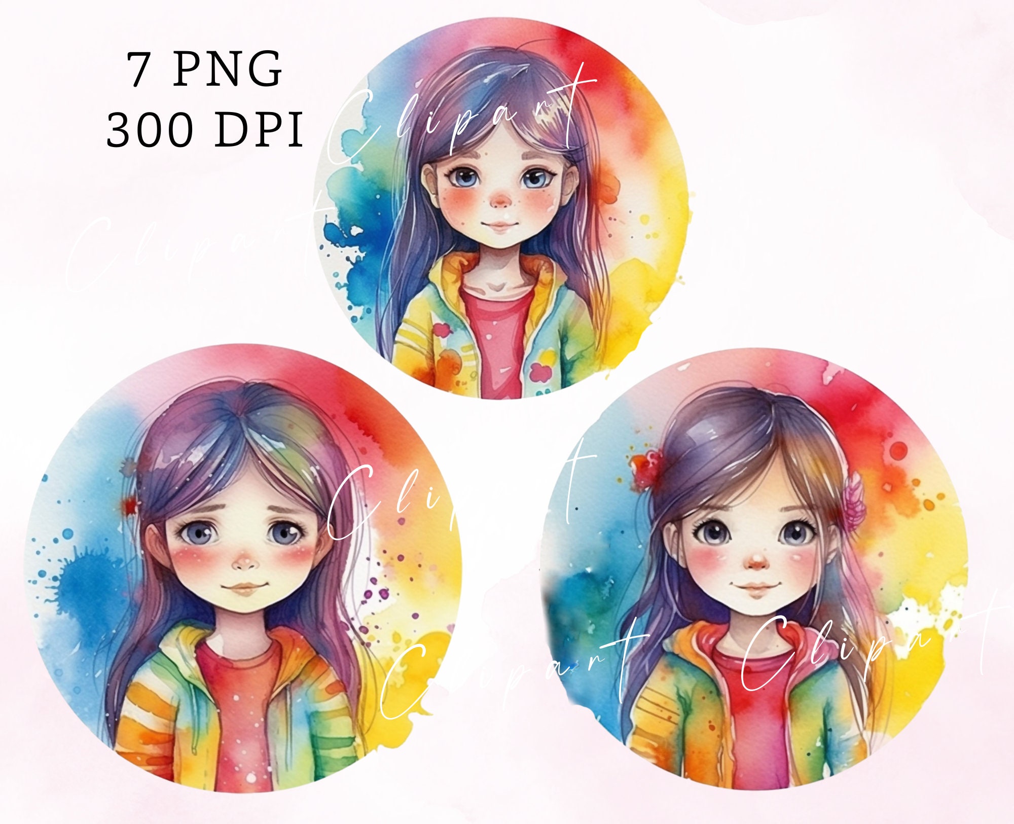 Rainbow Girl Watercolor Clipart Illustration Baby Shower - Etsy