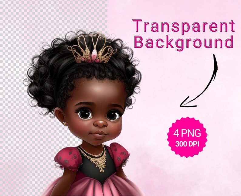 Black Princess Clipart Black Girl PNG Little Black Girl - Etsy