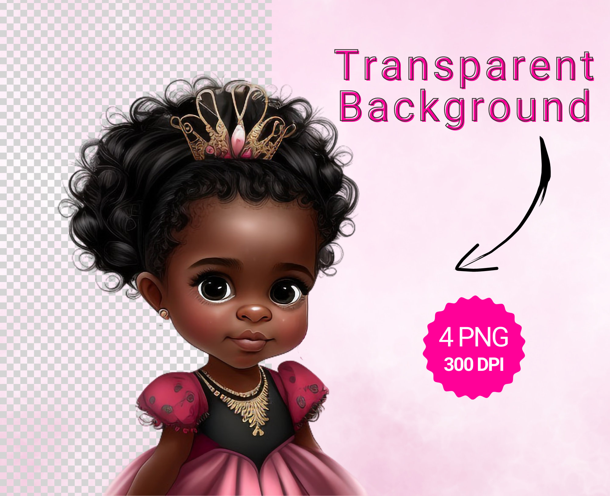 Black Princess Clipart Black Girl Png Little Black Girl Etsy