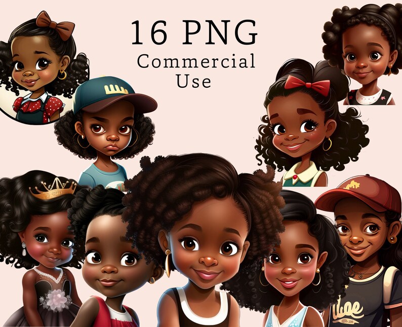16 Png Black Girls Bundle Little Black Girlpng Clipart - Etsy