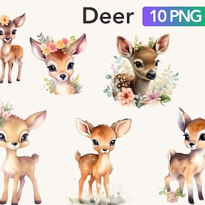 Watercolor Deer, Baby Deer Clipart, Watercolor Little Animals, Cute ...