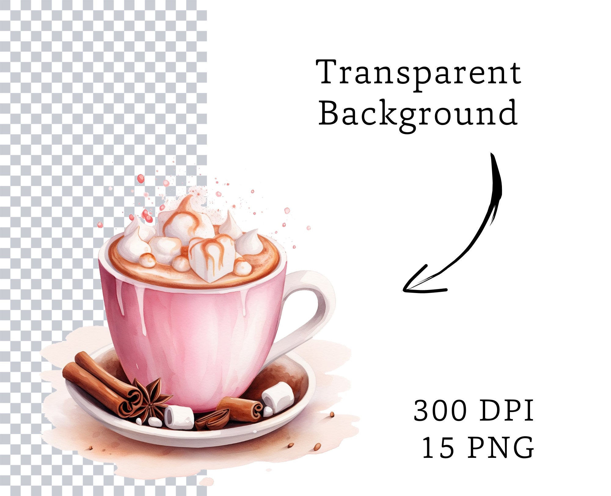 Watercolor Hot Chocolate Clipart, Christmas Clipart Bundle, Food ...