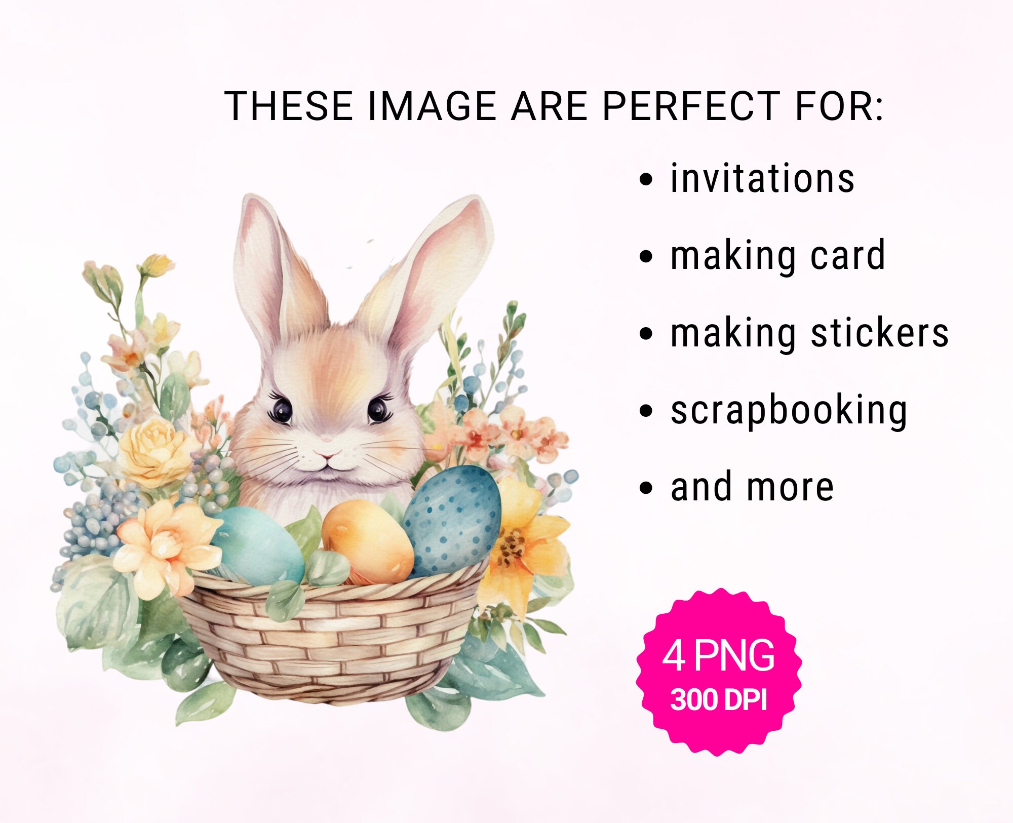 Watercolour Baby Bunny Clipart Bundle, Cute Brown, Easter Themed ...