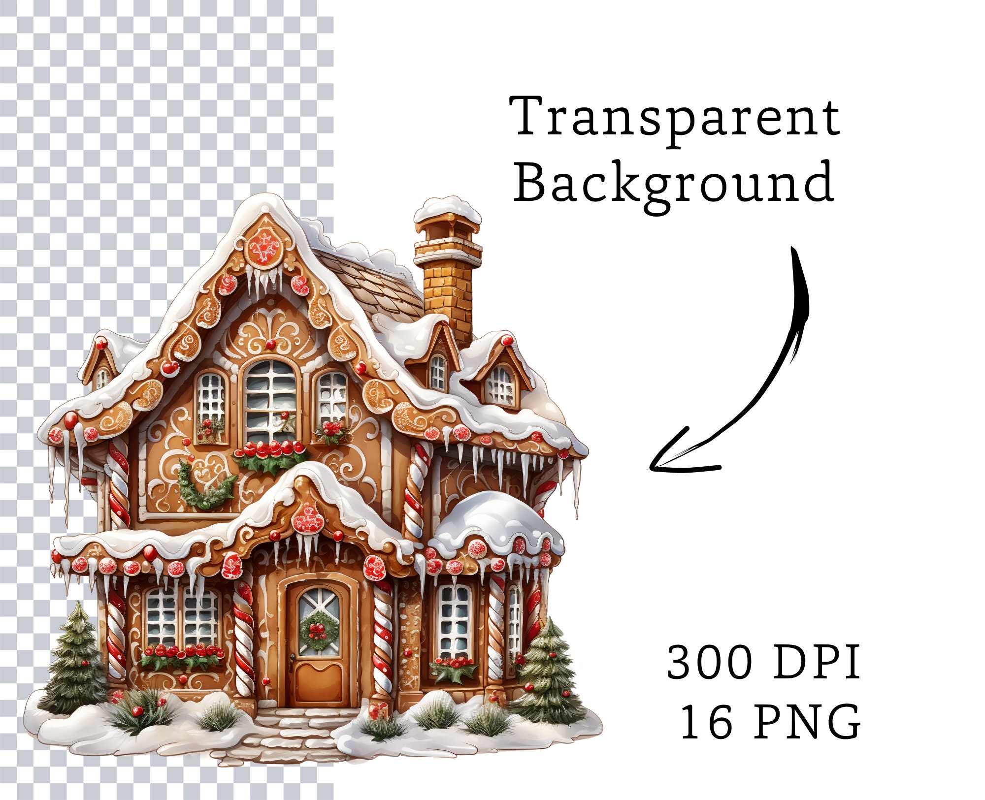 Watercolor Gingerbread House Clipart Christmas Clipart - Etsy