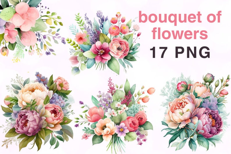 100 Png Watercolor Flower Clipart Bundle Flower Clip Art - Etsy