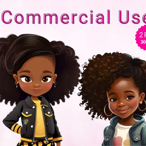4 Png Cute Black Girls Bundle, Little Black Girlpng Clipart Bundle ...