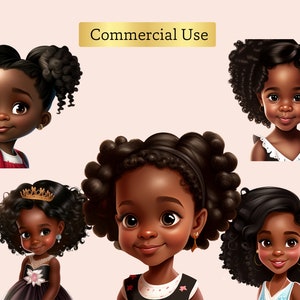 16 Png Black Girls Bundle, Little Black Girlpng Clipart Bundle, Black ...