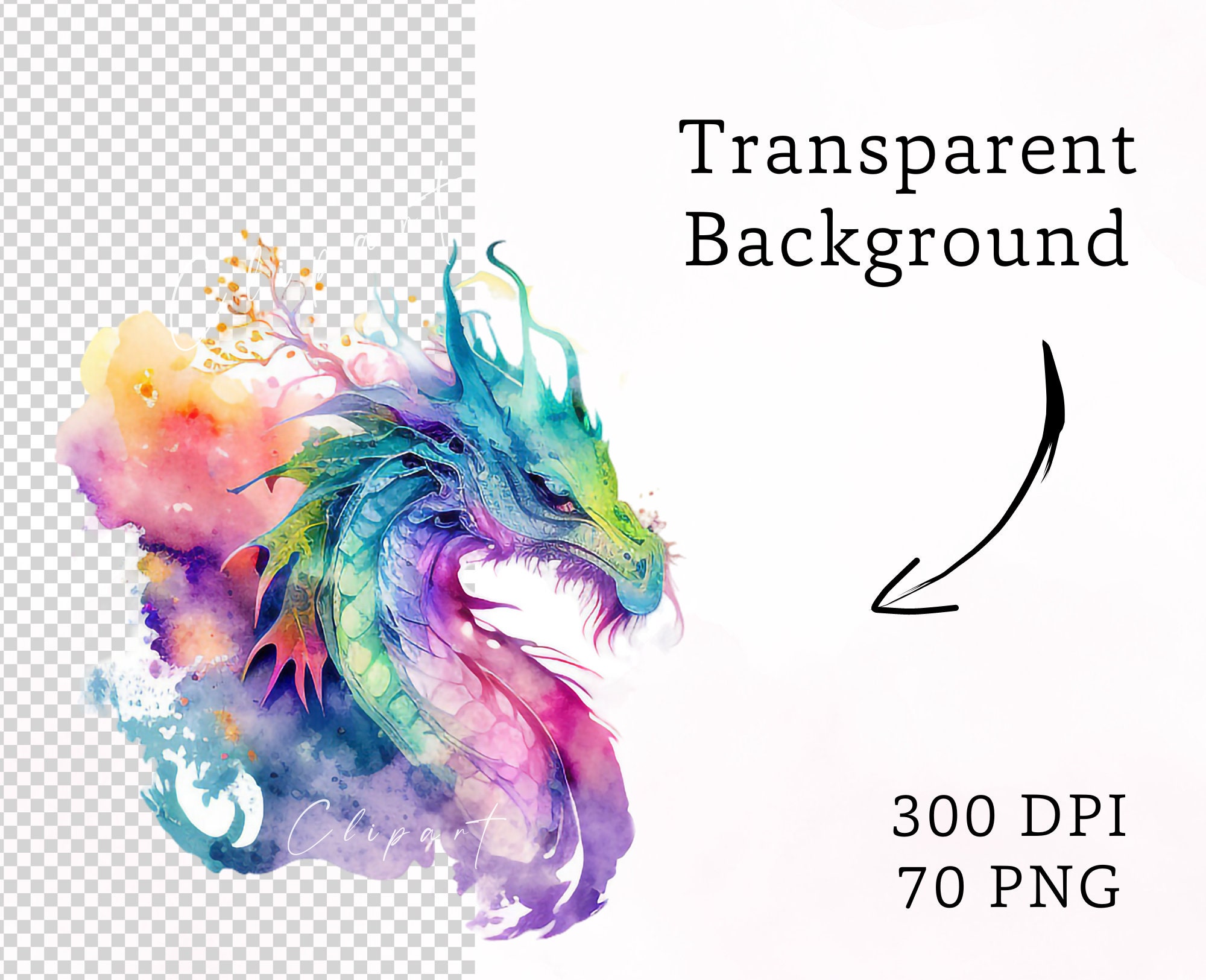 70 Png Watercolor Mystical Clipart, Magic Clipart Bundle, Dragon Png ...