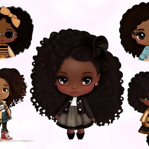 6 Png Cute Black Girls Bundle, Little Black Girlpng Clipart Bundle ...