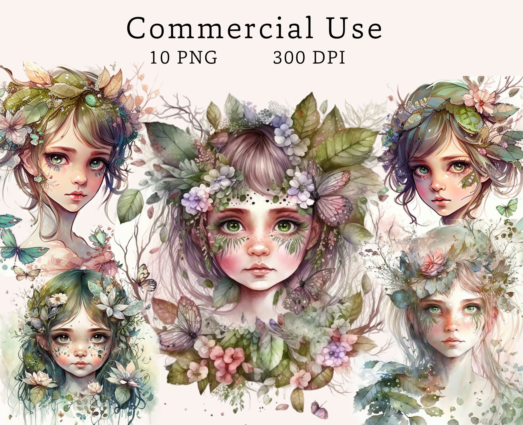 10 Png Watercolor Delicate Woodland Forest Fairy Girls Cute - Etsy