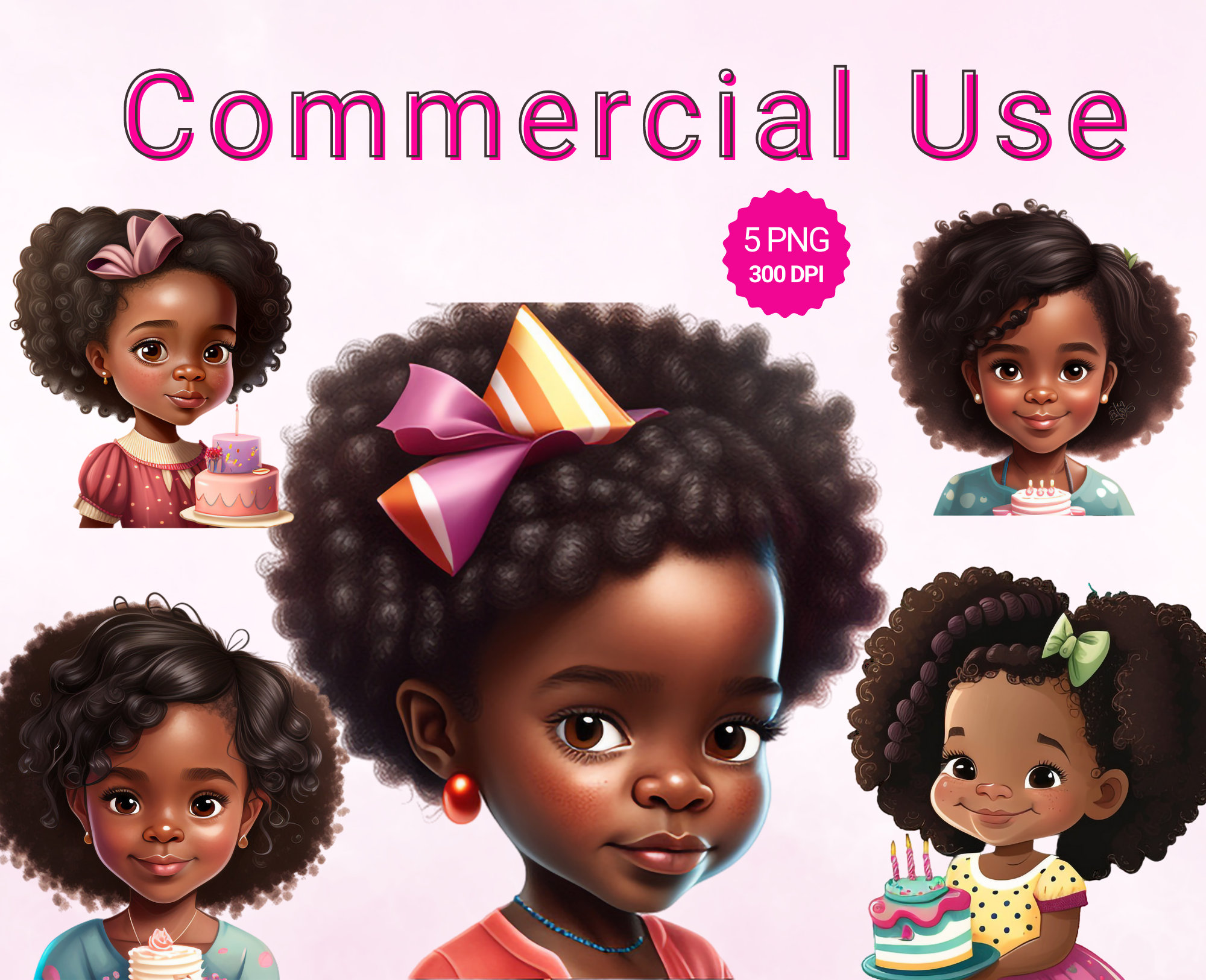 Black Girls Bundle, Little Black Girlpng Clipart Bundle, Black Kids Png ...